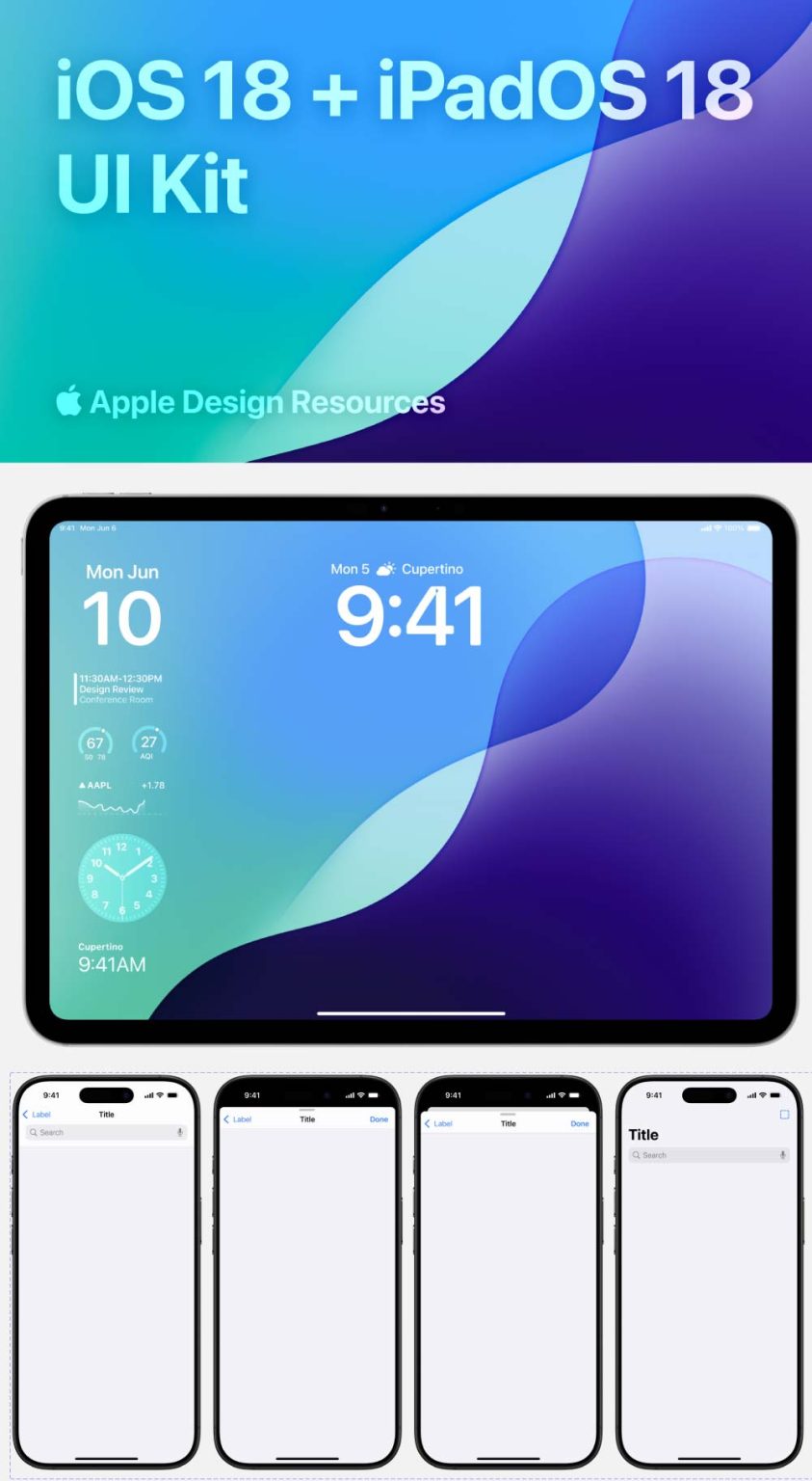 iOS 18 and iPadOS 18 UI Kit - Figma - FreebiesUI